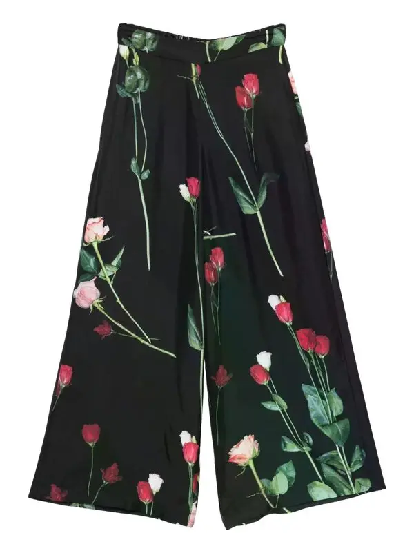 Antonio Marras Floral-print Wide-leg Trousers - Black