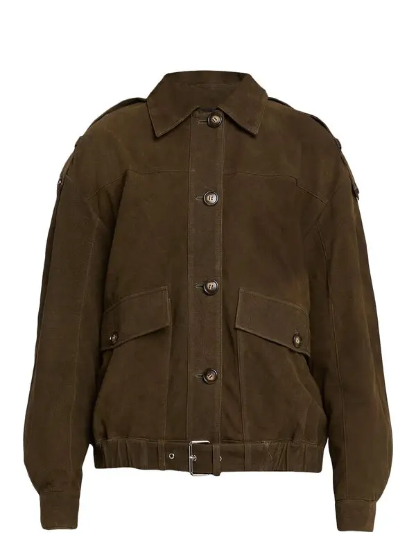 IRO PARIS Barrie Suede Belted Jacket - Olive