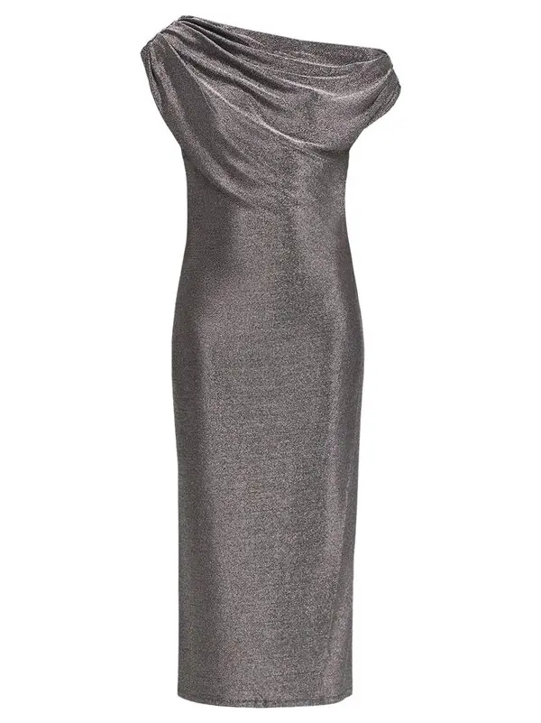 Ramy Brook Metallic Boat-neck Midi Dress - Silver Kni