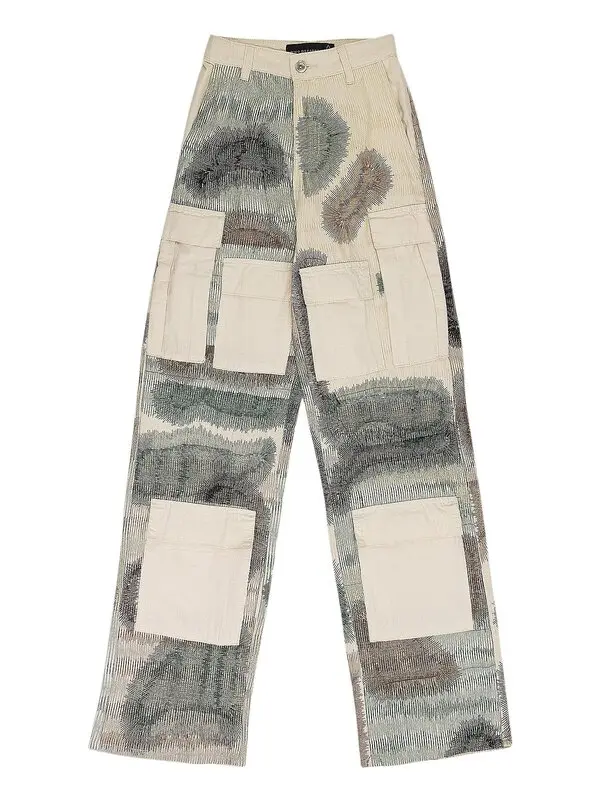 WHO DECIDES WAR BY EV BRAVADO Camouflage Embroidery Pants - Cream