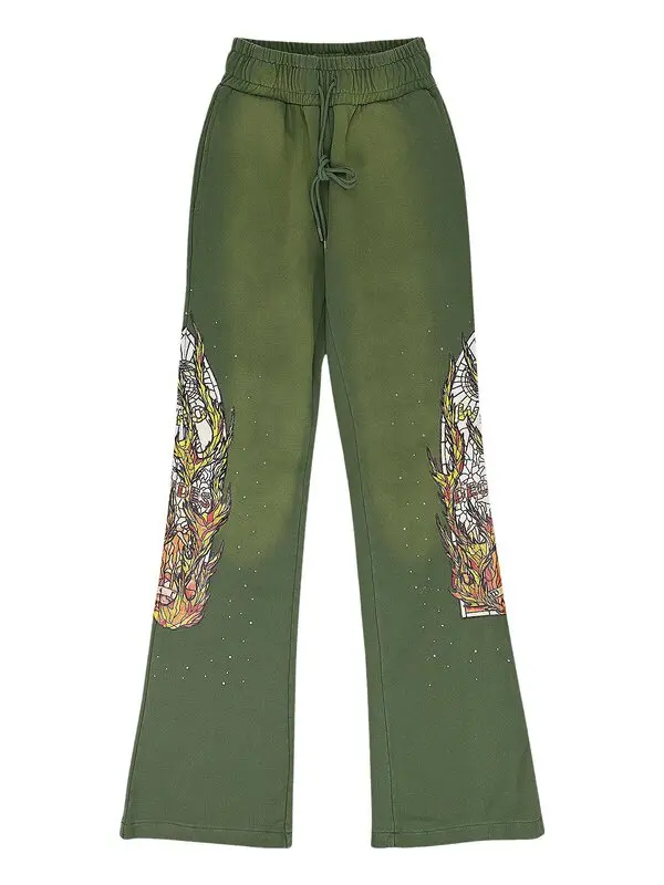 WHO DECIDES WAR BY EV BRAVADO Flame Glass Sweatpants - Green
