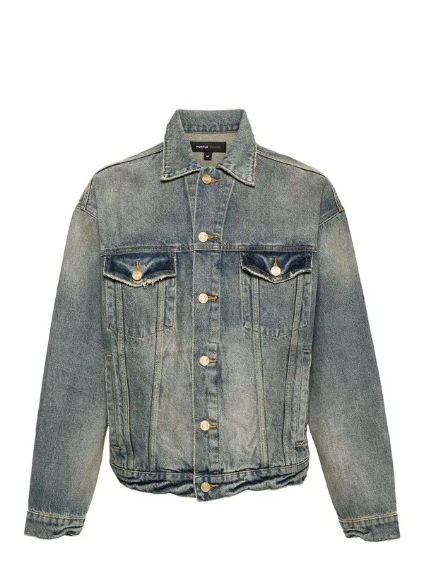 PURPLE BRAND Dirty Moto Destroy Denim Jacket - Blue