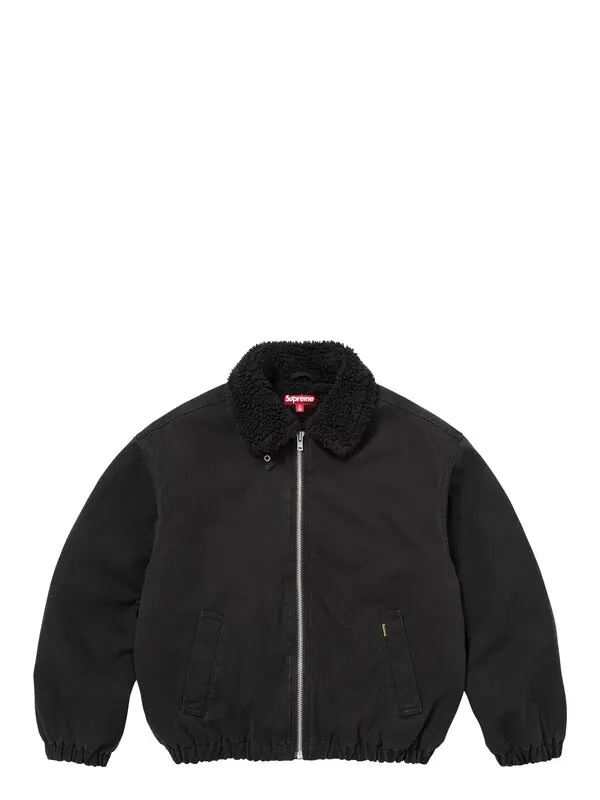 Supreme Faux Shearling Lined Bomber Jacket - Black