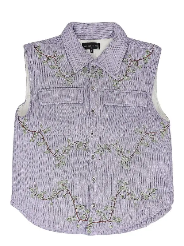 WHO DECIDES WAR BY EV BRAVADO Vine Embroidered Vest - Purple