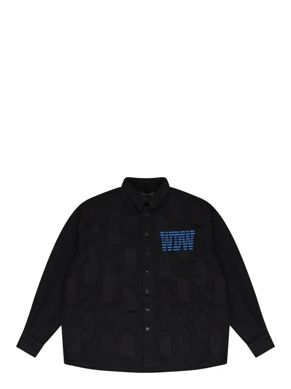 WHO DECIDES WAR BY EV BRAVADO Link Window Button Down Shirt - Black