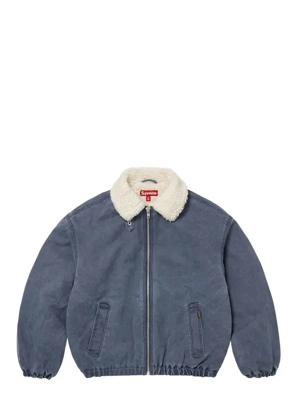 Supreme Faux Shearling Lined Bomber Jacket - Blue