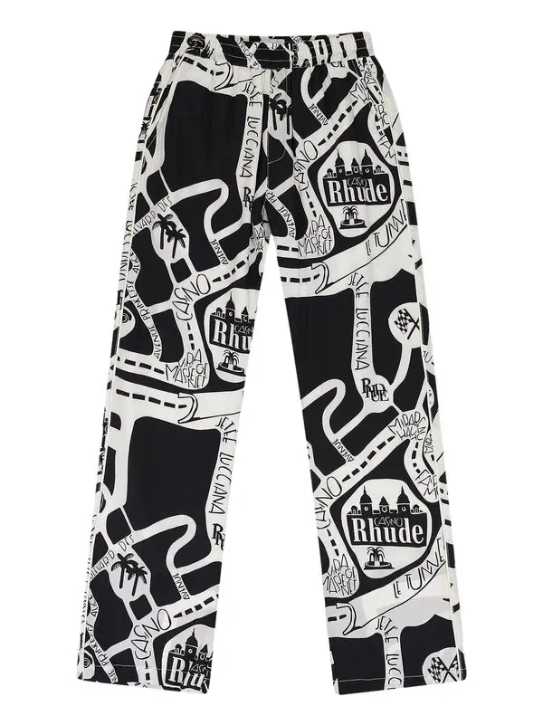 Rhude Strada Silk Track Pants - Black
