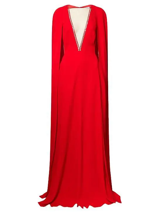 Stella McCartney Draped Sleeveless Woven Maxi Dress - Lipstick Red