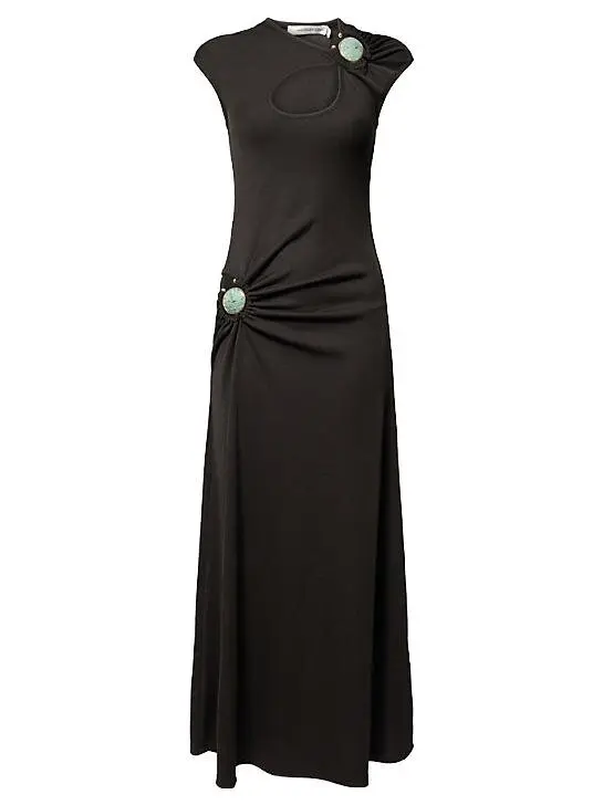 Christopher Esber Stretch-woven Maxi Dress With Stone Embellishment - Carbon