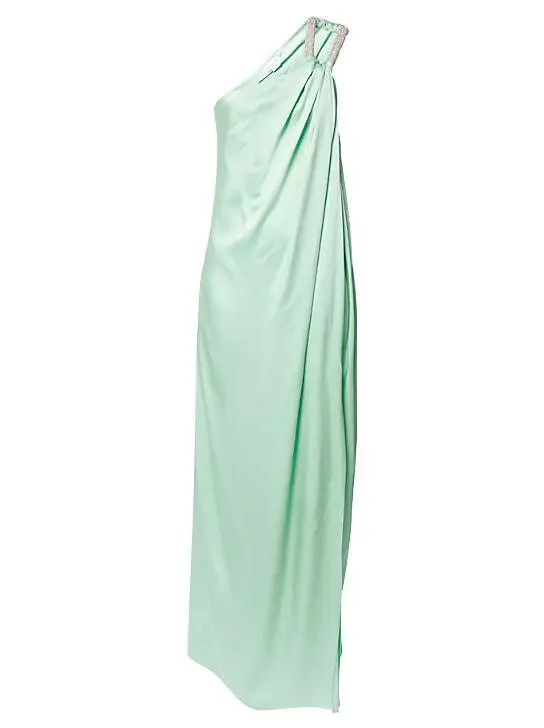 Stella McCartney Crystal-embellished One-shoulder Maxi Dress - Light Mint