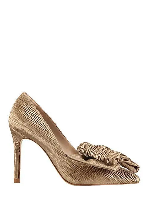LK BENNETT Vivi Bow Heeled Woven Courts - Gol-gold