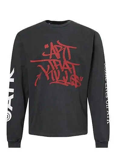 GALLERY DEPT. Music Lives On Atk Long-sleeve Cotton-jersey T-shirt - Black