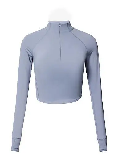 ADANOLA Ultimate Seam Long-sleeved Stretch-woven Top - Slate Blue