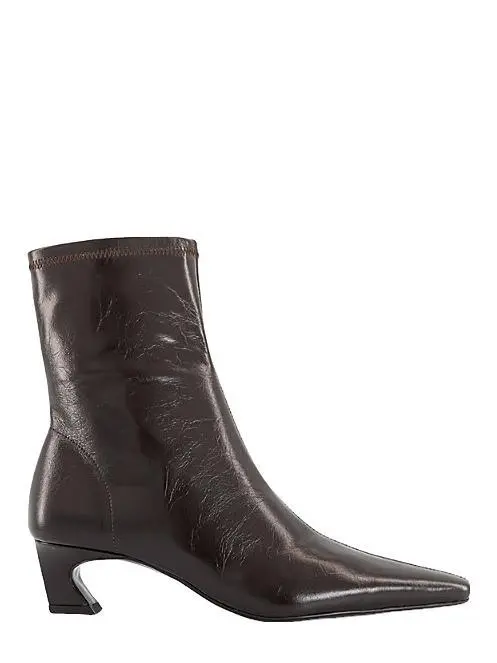 TONY BIANCO Margot Leather Heeled Ankle Boots - Chocolate Crinkle