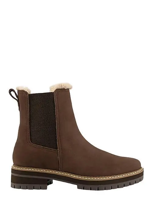 Toms Bennet Lined Suede Ankle Boots - Oak Brown