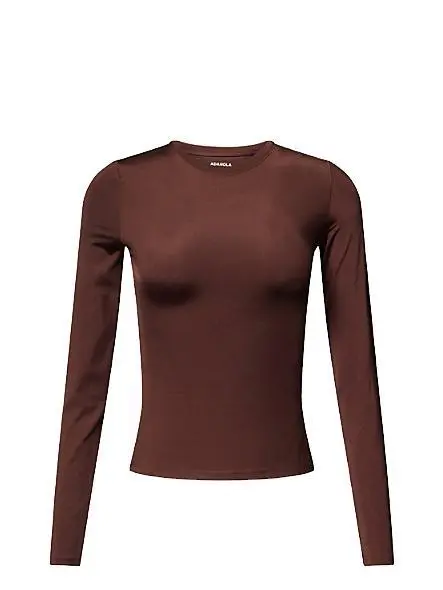 ADANOLA Ultimate Gloss Long-sleeve Top - Chocolate Brown