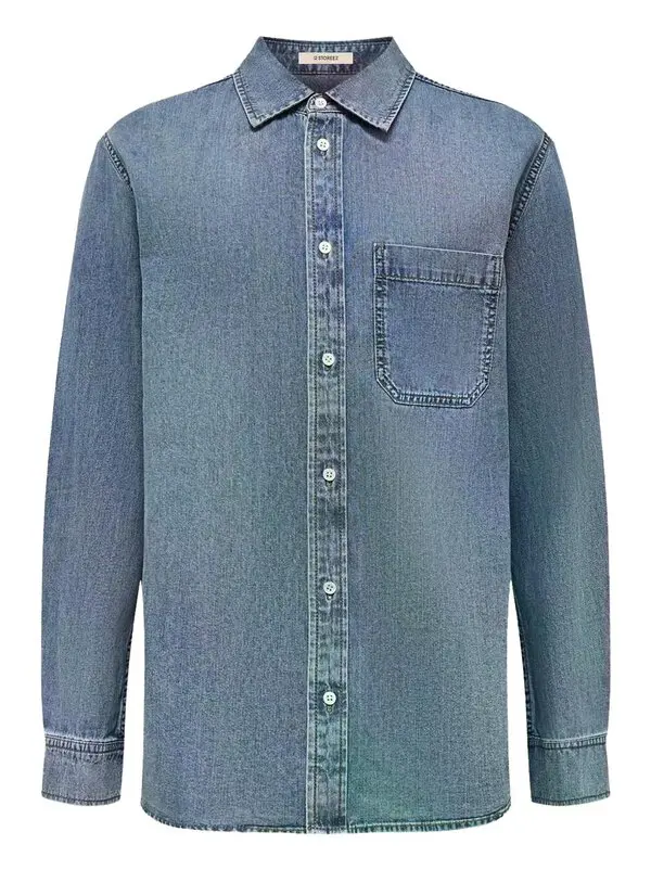 12 STOREEZ Pocket Denim Shirt - Blue