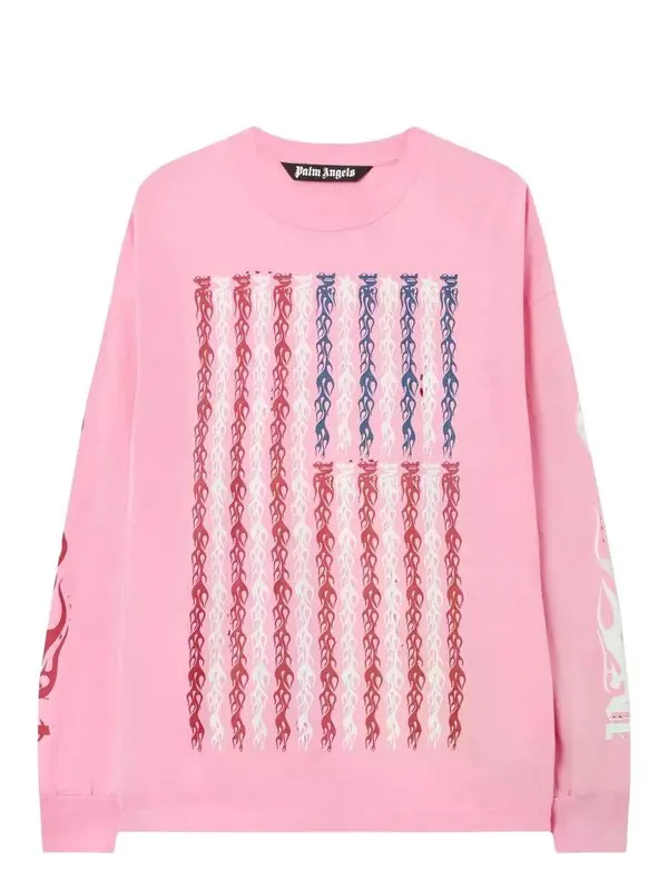 Palm Angels Flames Flag Long-sleeve T-shirt - Pink