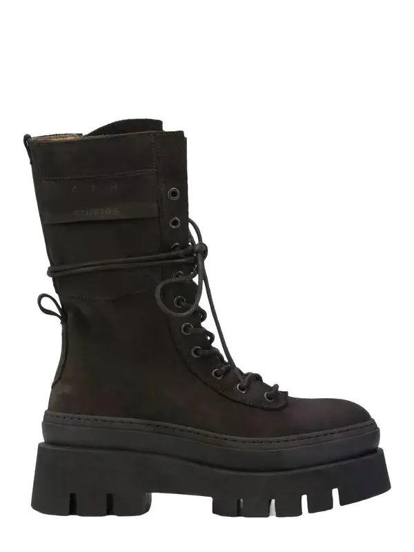 SUMMERY COPENHAGEN Leather Combat Boots - Brown