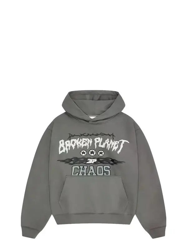 BROKEN PLANET Graphic Hooded Sweatshirt - Grey