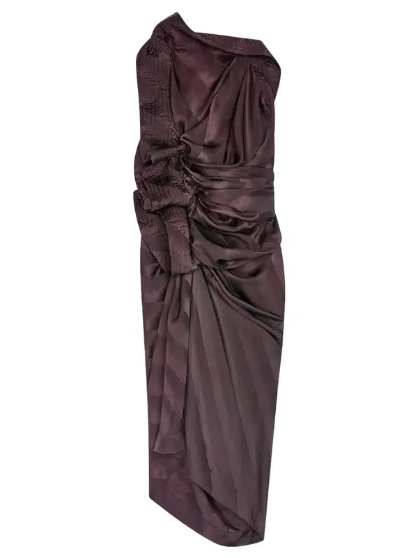 Dries Van Noten Draped-design Silk Maxi Dress - Purple