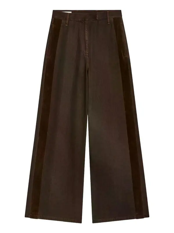 Dries Van Noten Stripe-details Denim Trousers - Brown