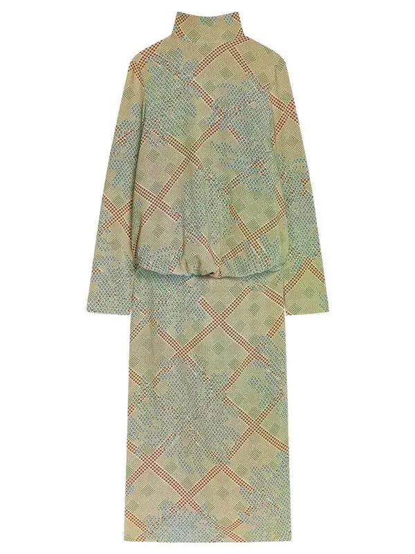 Dries Van Noten Printed High-neck Midi Dress - Green