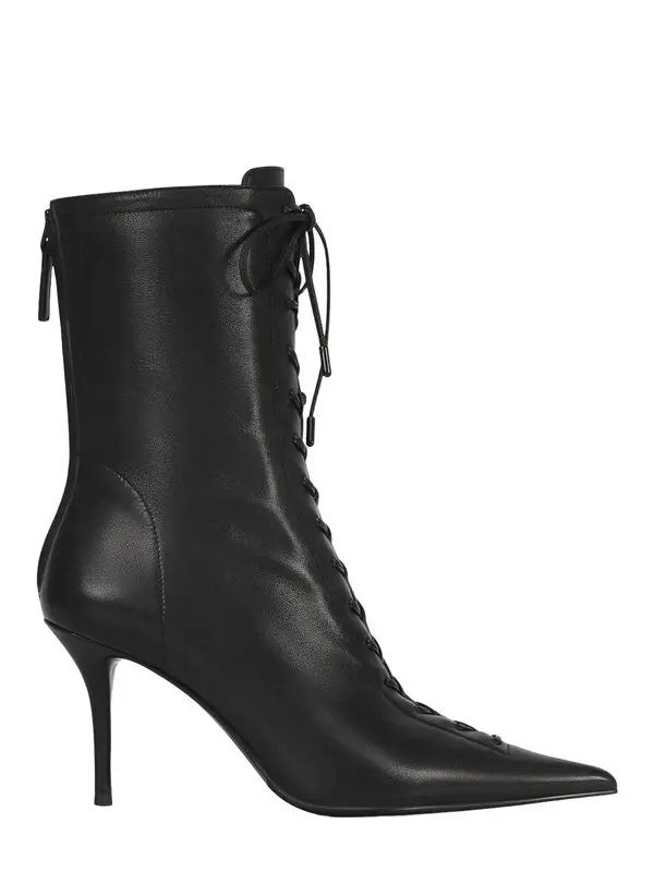 POTAMY 95mm Leather Ankle Boots - Black