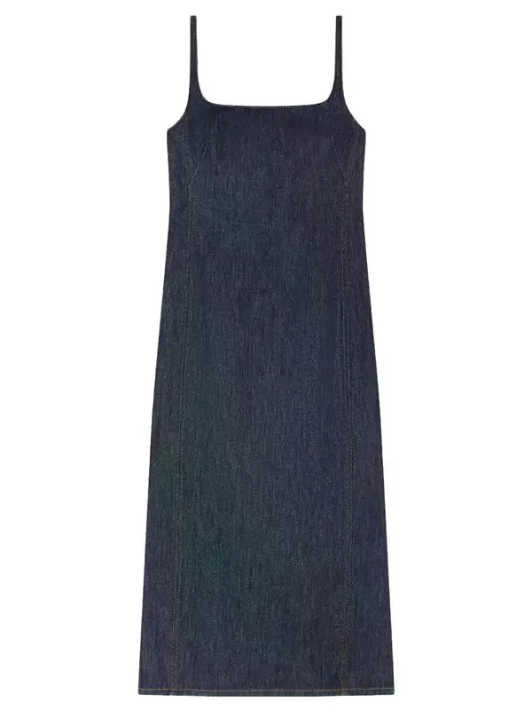 Dries Van Noten Square-neck Denim Midi Dress - Blue