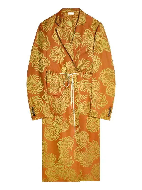 Dries Van Noten Flora-jacquard Coat - Orange