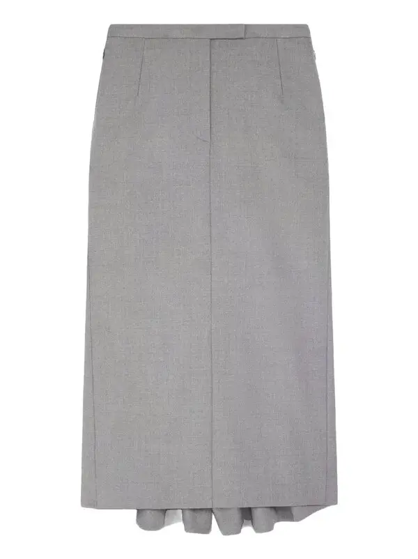 Dries Van Noten Pleated Tailored Midi Skirt - Grey