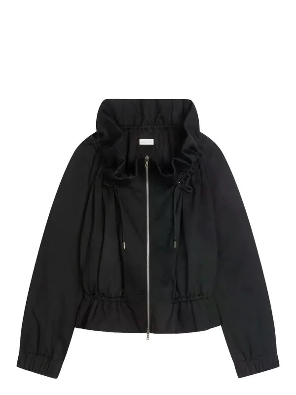 Dries Van Noten Zip-up Jacket With Ruffled Neck - Black