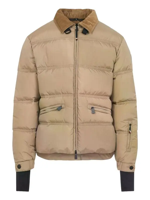 Moncler Padded Jacket With Corduroy Collar - Neutrals