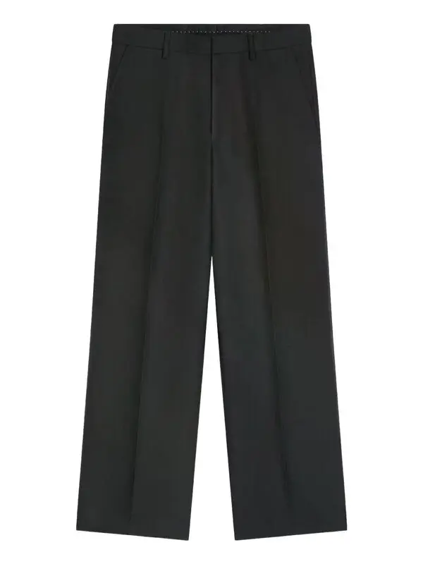 Dries Van Noten Wool Straight Leg Trousers - Black