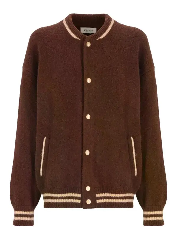 LANEUS Knitted Bomber Jacket - Brown