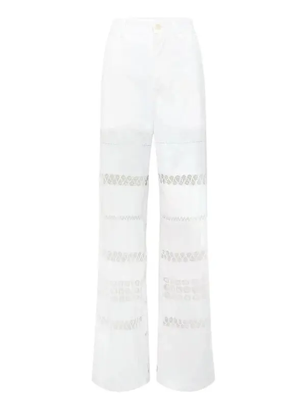 MARINE SERRE Lace-panel Straight-leg Trousers - White