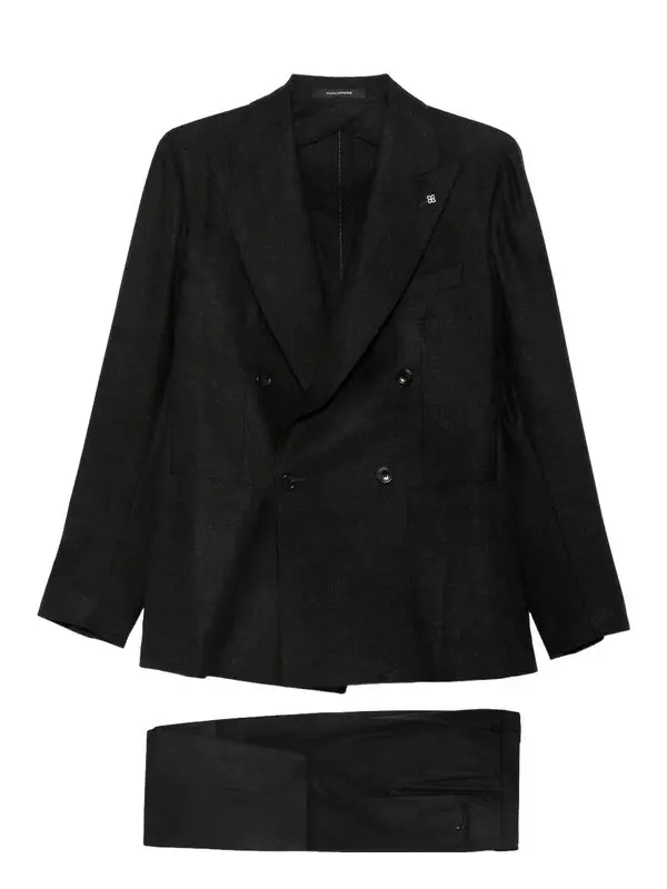 Tagliatore Double-breasted Virgin-wool Suit - Black