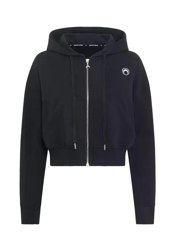 MARINE SERRE Moon Logo Zip-up Hoodie - Black
