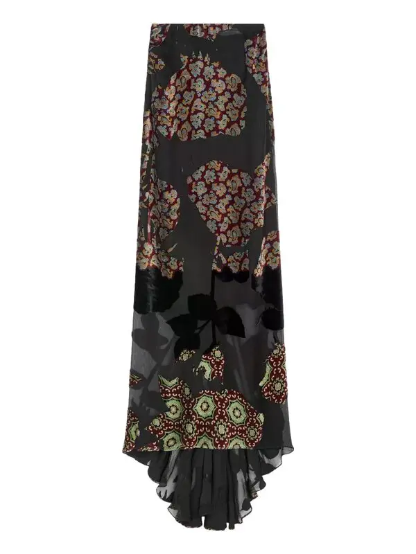 Dries Van Noten Floral-print Ruffled Skirt - Black