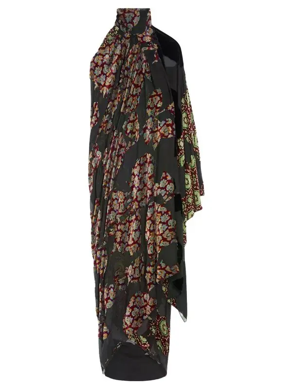 Dries Van Noten Patchwork Asymmetric Maxi Dress - Black