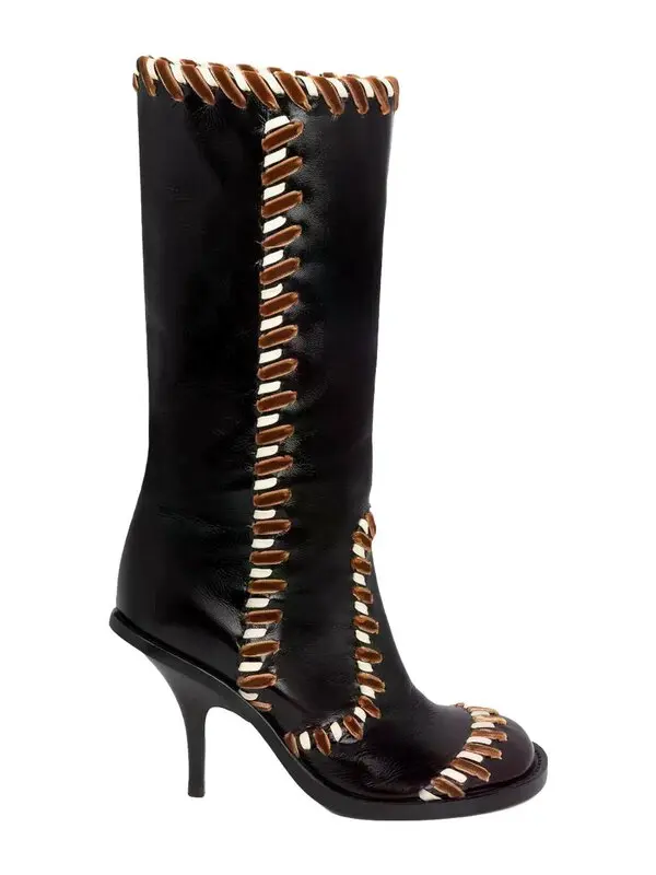 Dries Van Noten 90mm Braided Leather Boots - Black