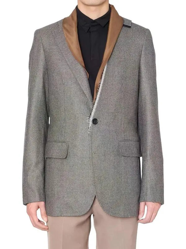 Kolor Houndstooth Frayed-edge Blazer - Grey
