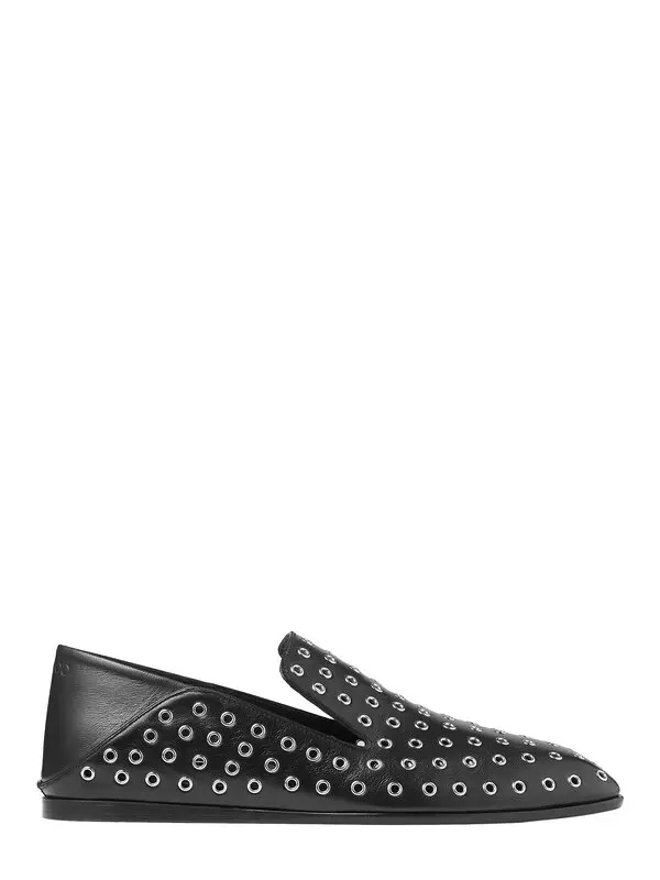 JIMMY CHOO Eliot Metallic Nappa Leather Slippers - Black