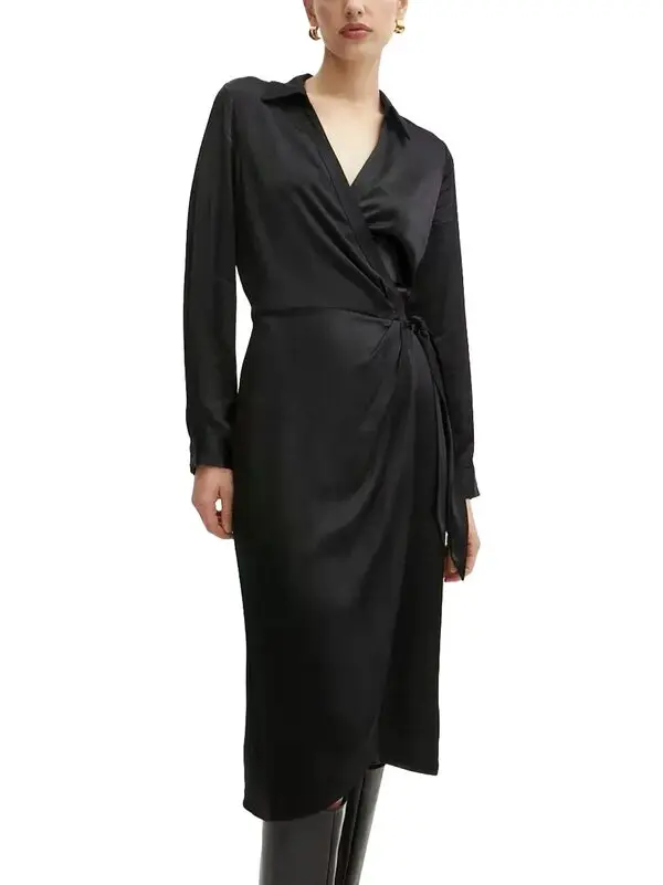 Guess Wrap Tie Midi Dress - Black