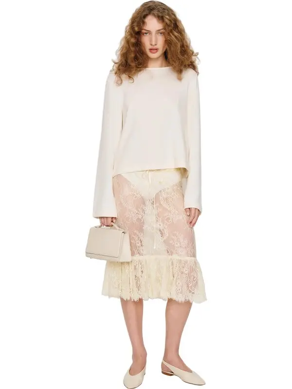 REFORMATION Delcy Low Waist Midi Skirt - Ivory