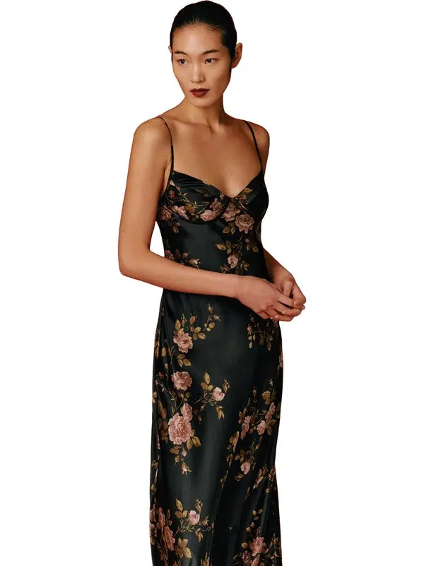 REFORMATION Neva Silk Maxi Dress - Black