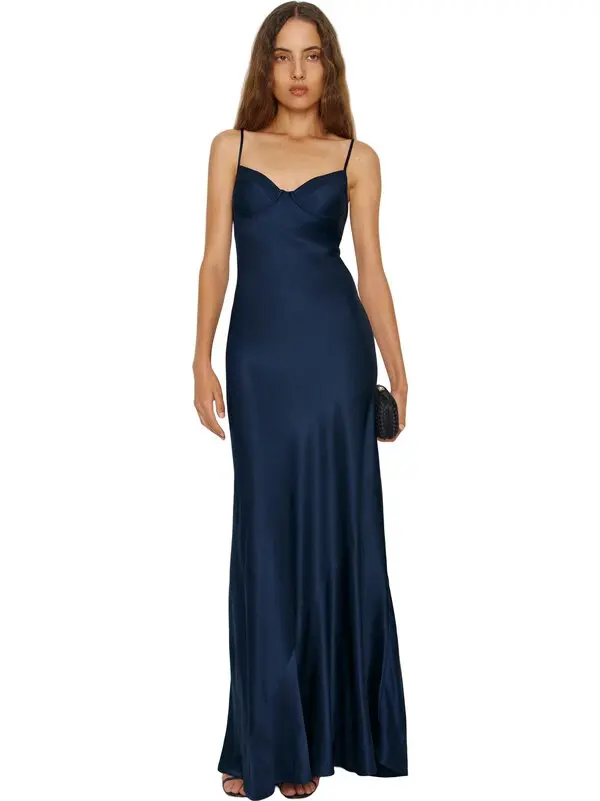 REFORMATION Neva Silk Maxi Dress - Blue