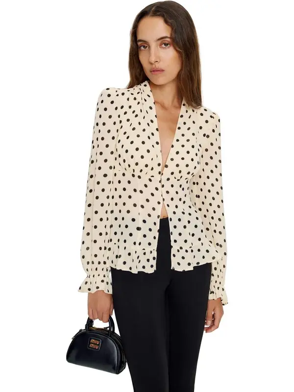 REFORMATION Maple Cream Blouse - Sugar Dot