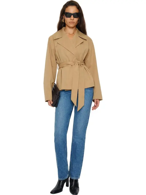 REFORMATION Jaden Cropped Trench - Camel