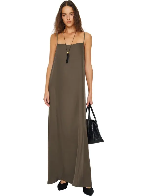 REFORMATION Glenna Silk Maxi Dress - Brown
